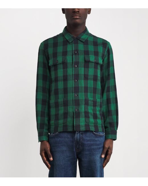 Polo Ralph Lauren Cotton Flannel Check Overshirt in Green for Men | Lyst