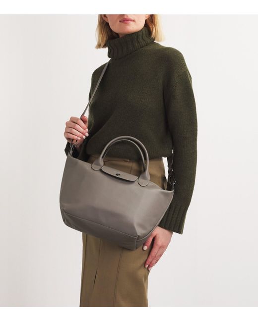Longchamp Small Leather Le Pliage Xtra Handbag in Grey | Lyst UK