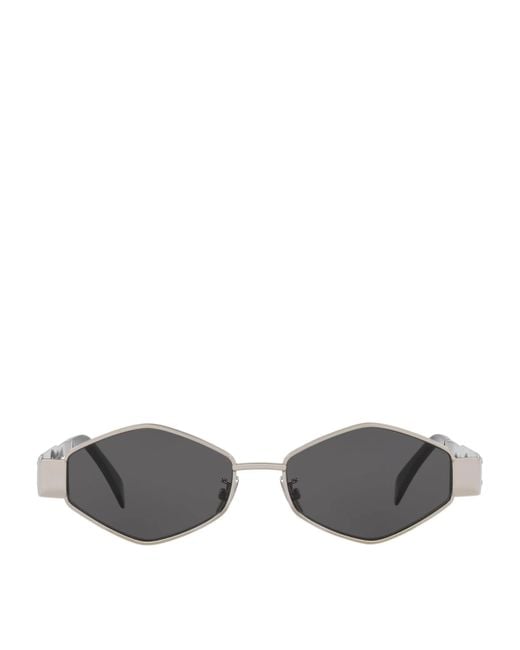 Celine Metal Triomphe Geometric Sunglasses in Grey | Lyst UK