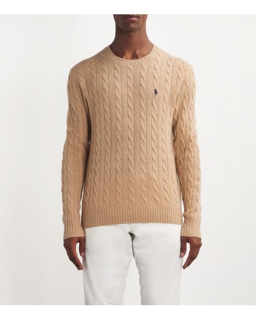 Polo Ralph Lauren Wool-Cashmere Cable-Knit Sweater in Natural for Men | Lyst