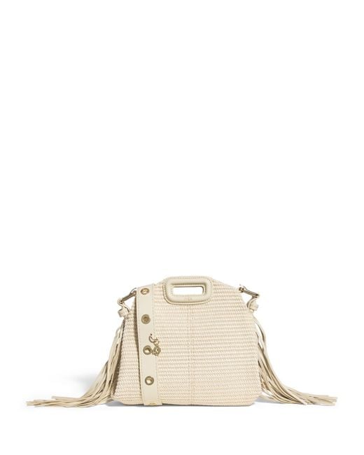 Maje Mini Raffia-Effect Miss M Shoulder Bag in Natural | Lyst