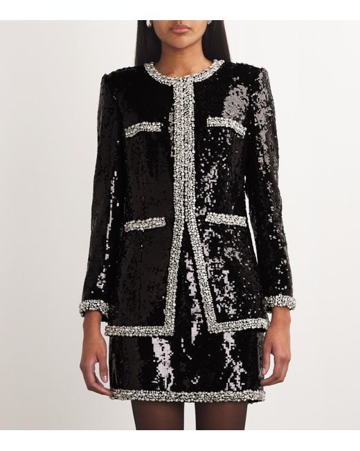 Veronica Beard X Poppy Delevingne Sequin Alessia Jacket in Black | Lyst