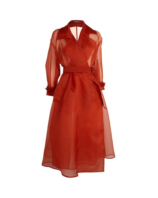 Max Mara Silk Organza Duster Coat in Red | Lyst