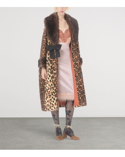 Valentino Wool Leopard Print Coat in Brown | Lyst UK