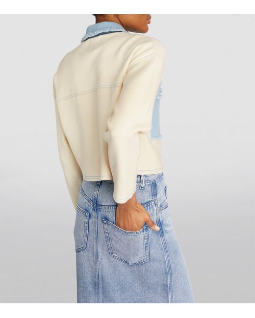 Sandro Denim-Detail Jacket in Blue | Lyst UK