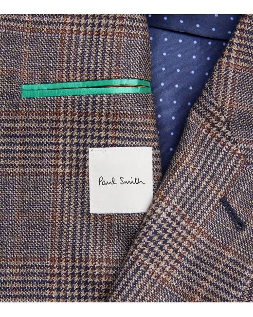 Paul Smith Wool-Silk-Cashmere Check Blazer in Blue for Men | Lyst UK