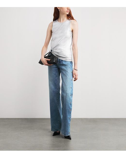 PAIGE Sasha Side Snap Jeans in Blue | Lyst UK