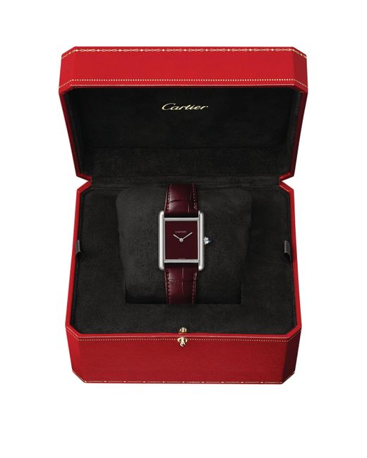Cartier Large Steel Tank Must Watch in Red for Men | Lyst UK