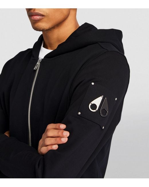 Moose Knuckles Logo Zip-Up Hoodie in Black for Men | Lyst
