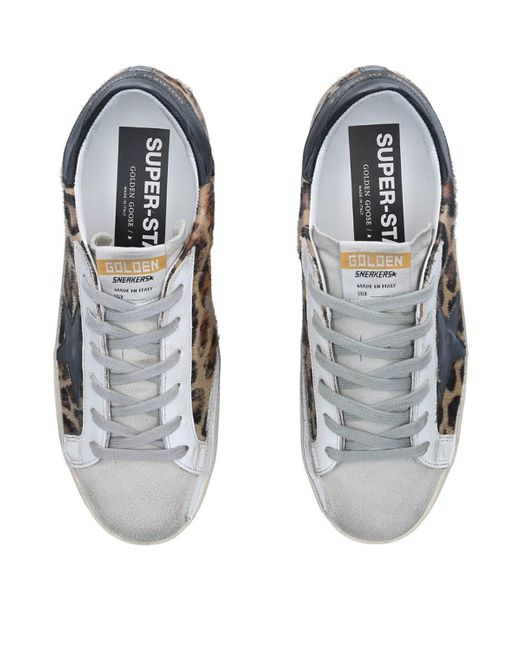 Golden Goose Leather Leopard Print Superstar Sneakers in Brown | Lyst UK