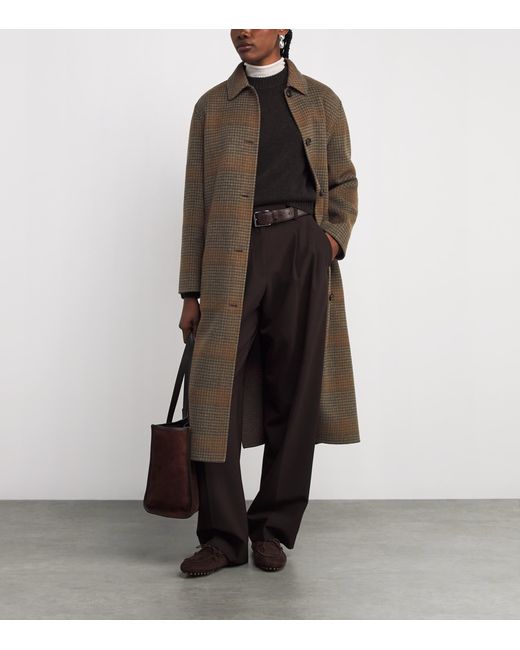 Theory Wool-Cashmere Check Overcoat in Brown | Lyst