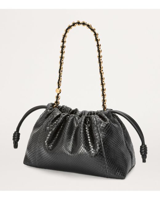 Loewe Medium Snakeskin Flamenco Shoulder Bag in Black | Lyst