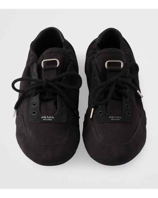 Prada Cotton Canvas Collapse Sneakers in Black | Lyst UK