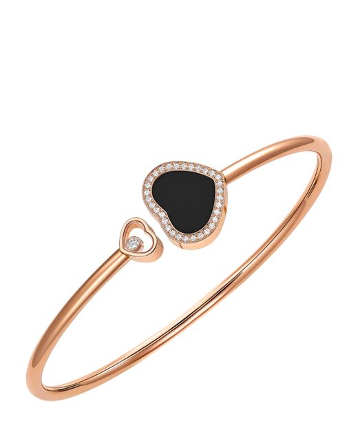 Chopard Diamond And Onyx Happy Diamonds Bangle in Brown | Lyst UK