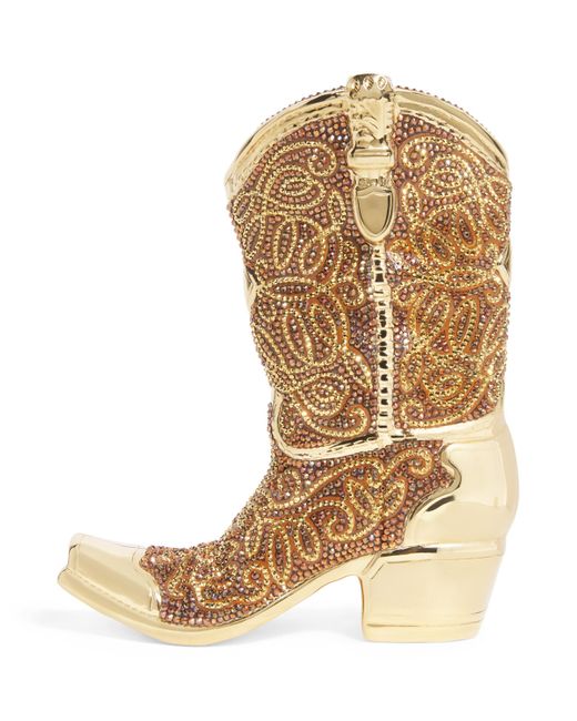 Judith Leiber Crystal Cowboy Boot Austin Clutch Bag in Natural | Lyst UK