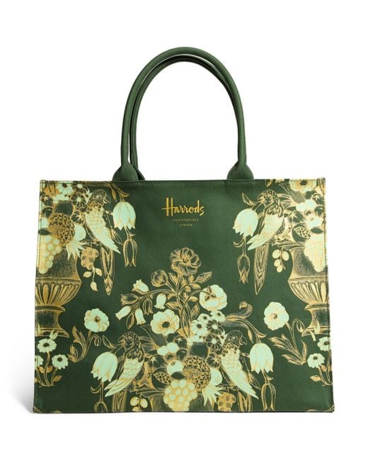 Harrods Floral Grocery Shopper Bag in Green | Lyst