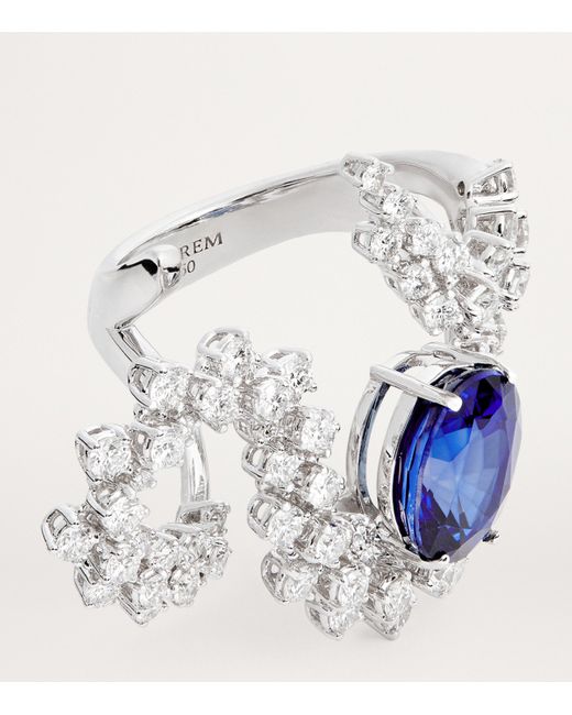 YEPREM Diamond And Sapphire Reign Supreme Ring in White | Lyst