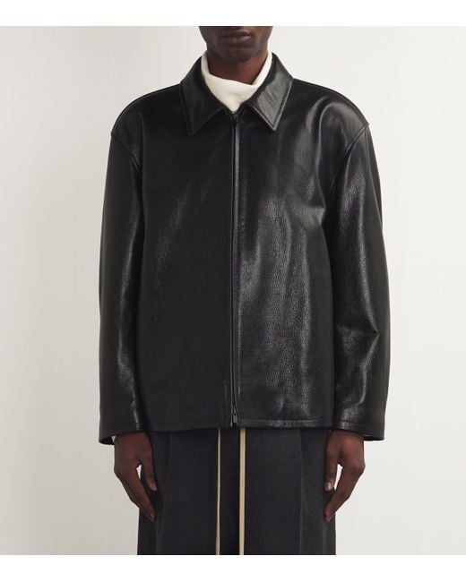 Fear Of God Rider Leather Jacket in Black for Men | Lyst