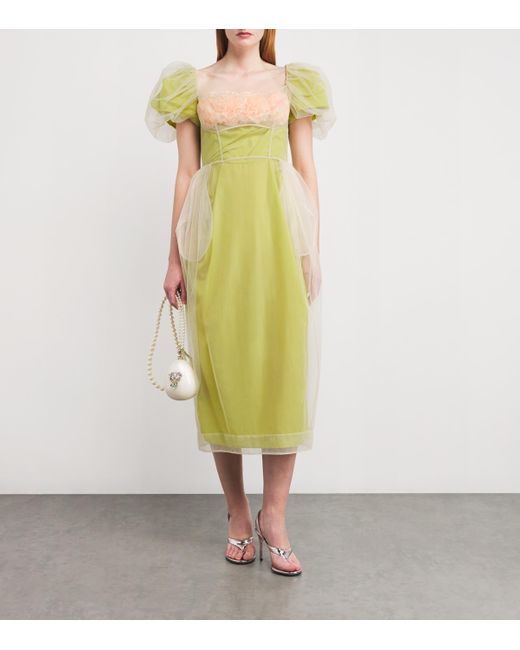 Simone Rocha Layered Carnation Balconette Midi Dress in Yellow | Lyst