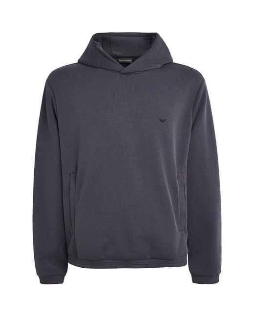 Emporio Armani Stripe Logo Hoodie in Blue for Men | Lyst UK