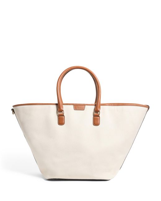 Harrods Large Canvas Slouchy Tote Bag in White | Lyst