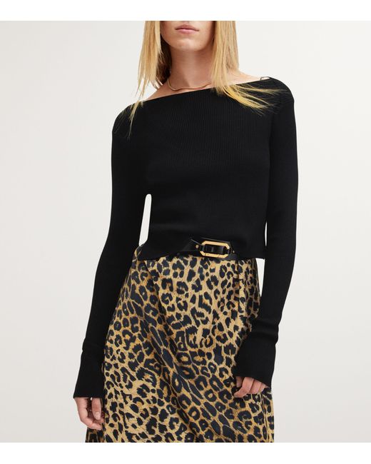 AllSaints Leopard Print 2-In-1 Hera Dress in Black | Lyst