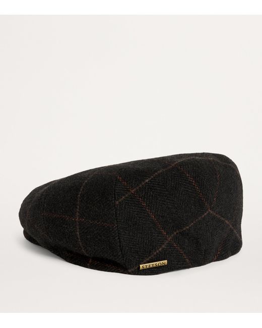 Stetson Wool-Blend Check Kent Flat Cap in Black for Men | Lyst