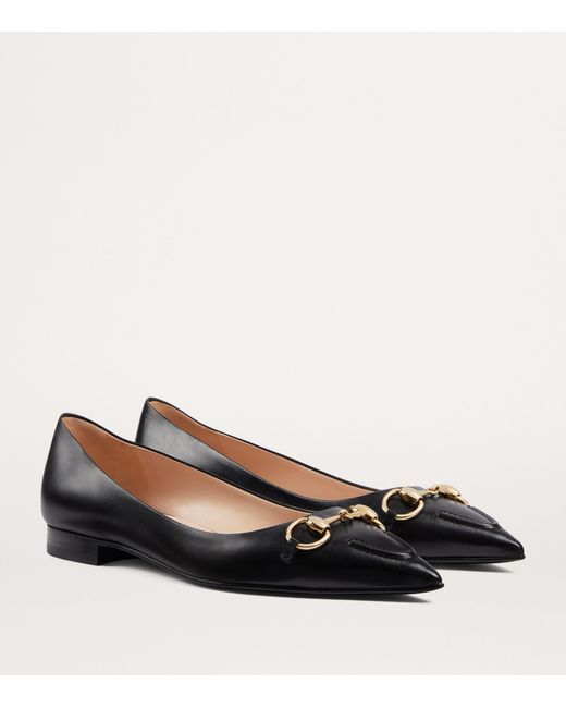 Gucci Leather Horsebit Ballet Flats in Black | Lyst UK