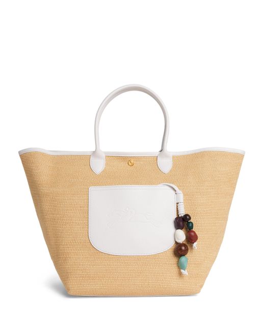 Longchamp Medium Woven Le Pliage Collection Basket Bag in White | Lyst UK