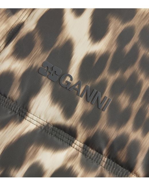 Ganni Leopard Puffer Jacket in Metallic | Lyst