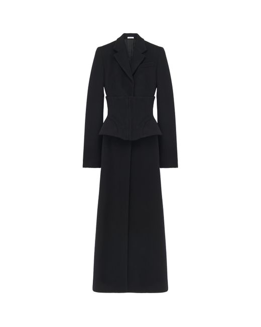 McQueen Wool-Cashmere Corset Coat in Black | Lyst
