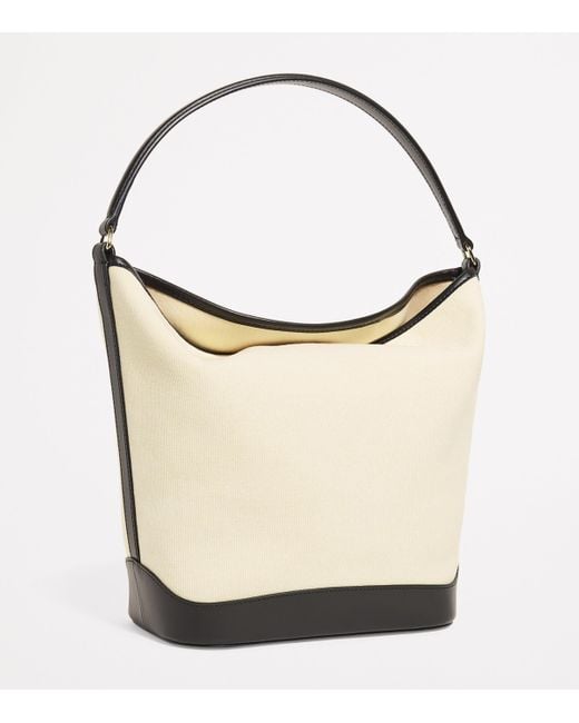 Sandro Canvas-Leather Tangoso Bucket Bag in White | Lyst