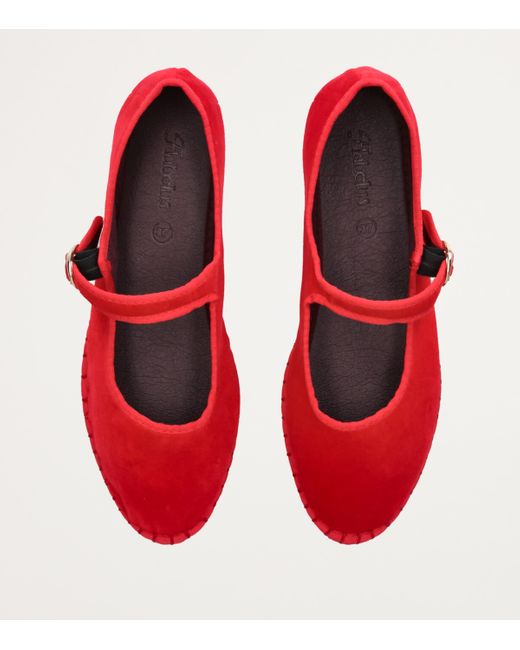 Flabelus Velvet Mellark Mary Jane Flats in Red | Lyst