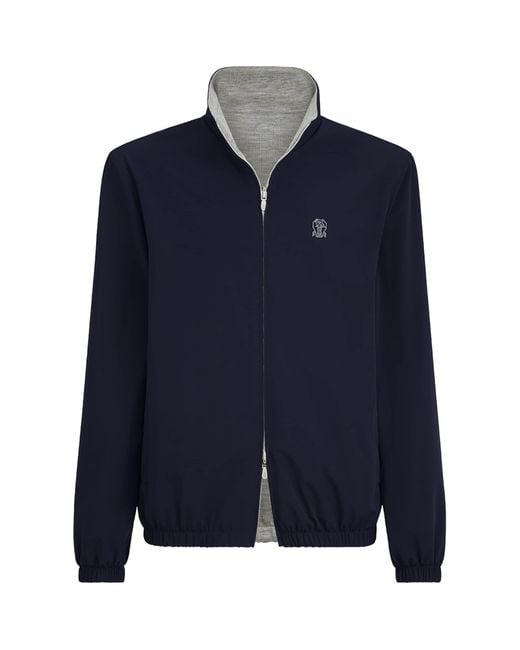 Brunello Cucinelli Reversible Logo Jacket in Blue for Men | Lyst UK
