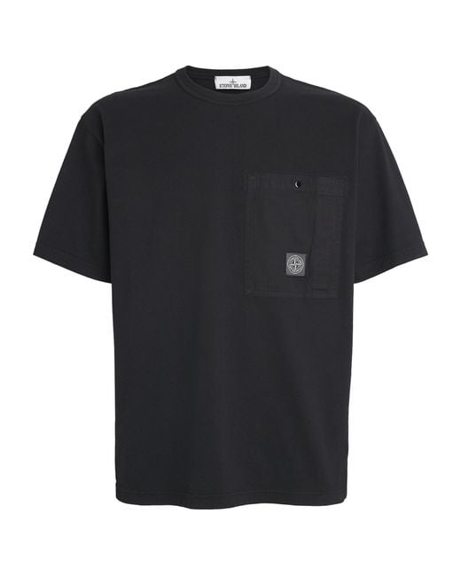 Stone Island Cotton Logo-Pocket T-Shirt in Black for Men | Lyst UK
