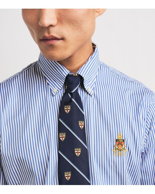 Polo Ralph Lauren Cotton Poplin Stripe Crest Shirt in Blue for Men ...
