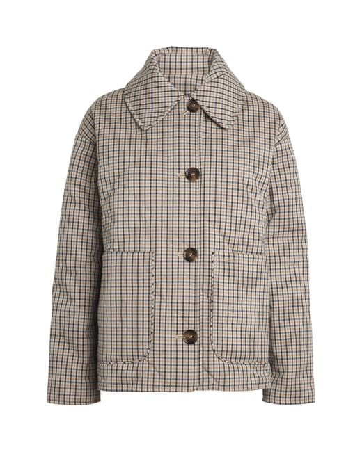 Barbour Check Cassidie Quilted Jacket in Gray | Lyst