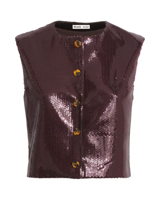 Blazé Milano Sequinned Villanella Jaka Gilet in Purple | Lyst UK