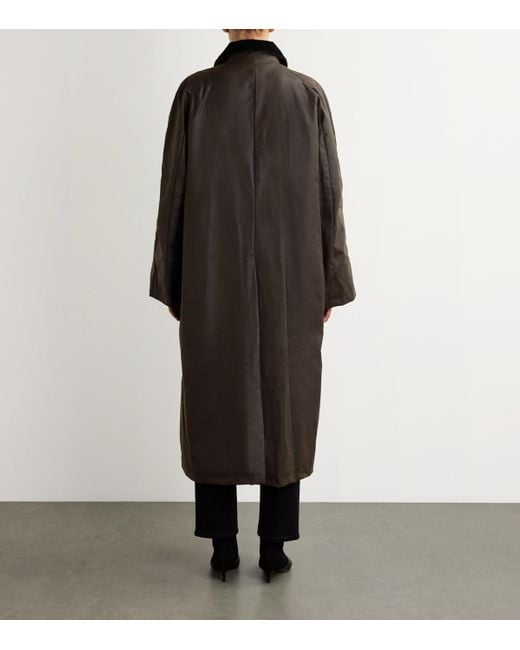 TOTEME Waxed Cotton Overcoat in Brown | Lyst