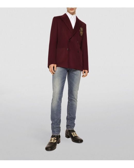 Dolce & Gabbana Wool-Cashmere Dg Patch Jacket in Purple for Men | Lyst