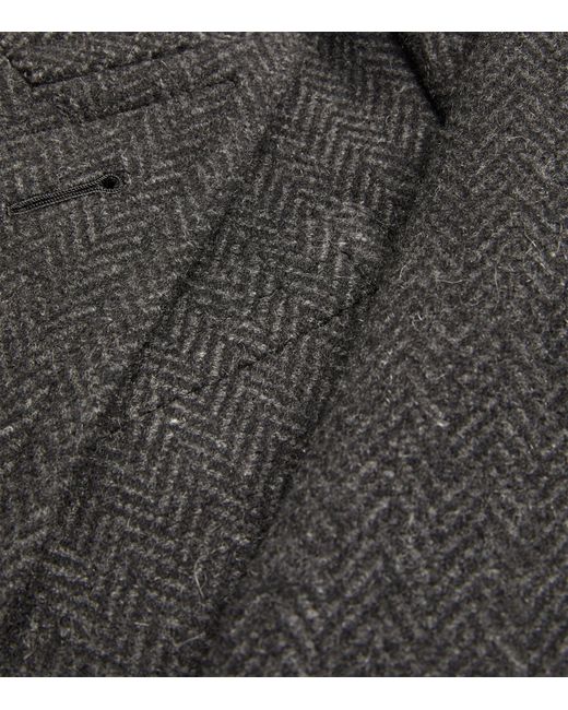 Ralph Lauren Purple Label Cashmere Herringbone Overcoat in Black for ...