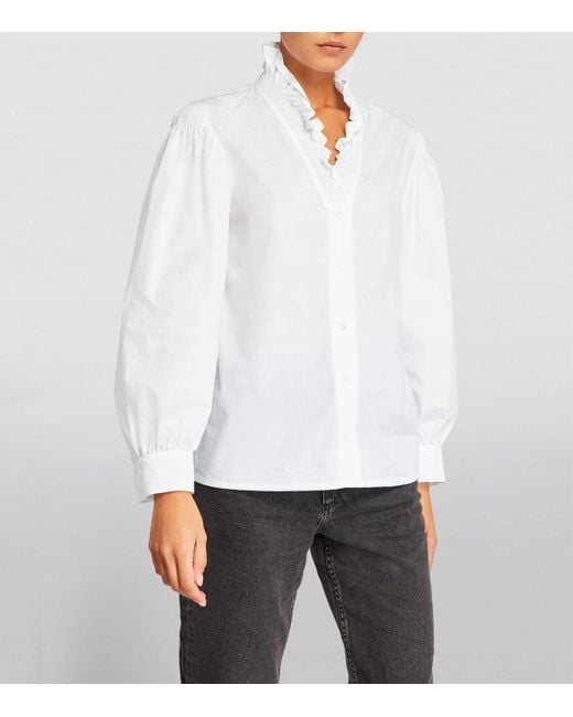Sandro Ruffled-Collar Blouse in White | Lyst