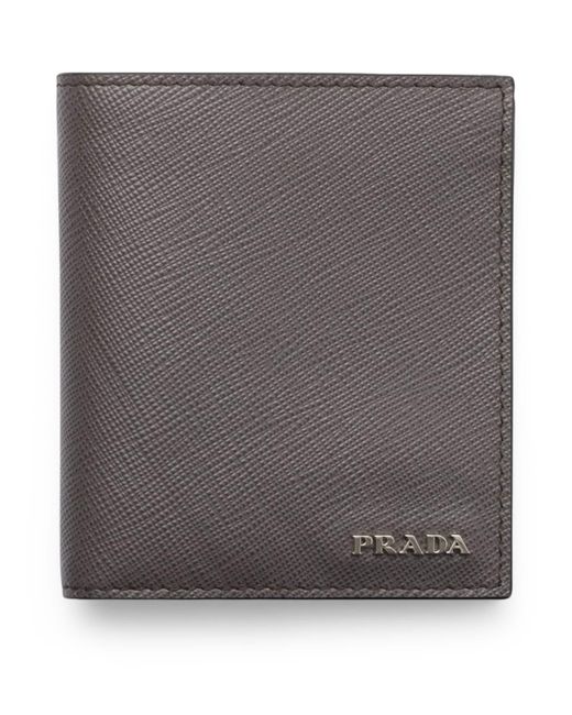 Prada Saffiano Leather Wallet in Grey for Men | Lyst UK