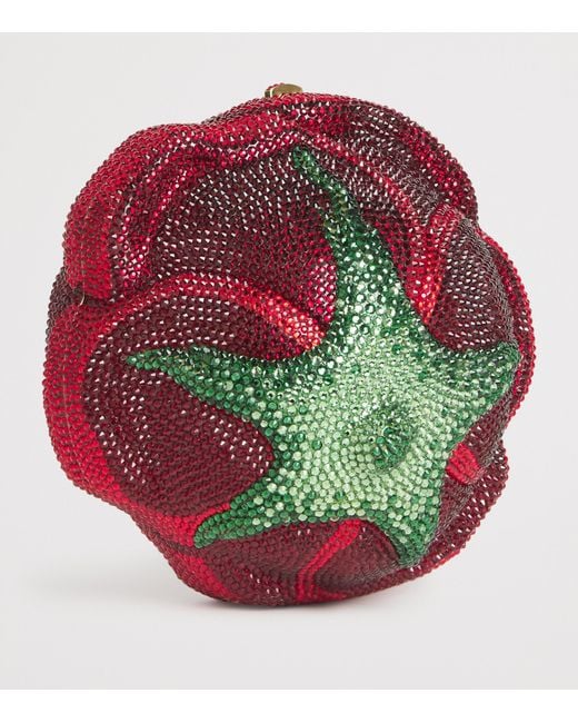 Judith Leiber Crystal-Embellished Rose Clutch Bag in Red | Lyst UK