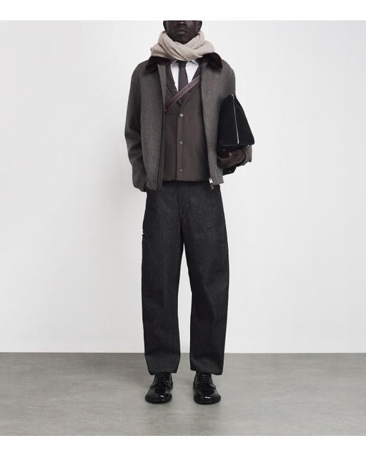 Giorgio Armani Cashmere Fringe Stole in Gray for Men | Lyst