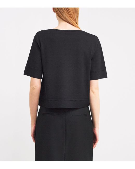 Max Mara Stretch Perforated-Detail Crop Top in Black | Lyst