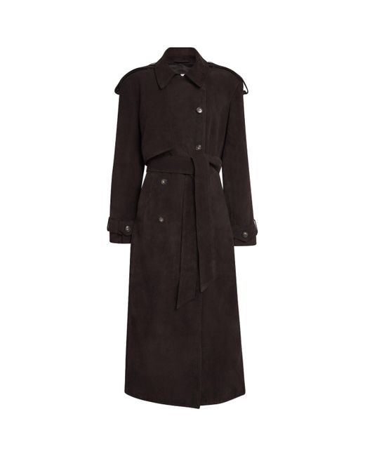 Almada Label Suede Sienna Coat in Black | Lyst UK
