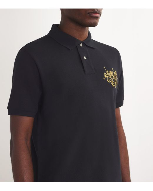 Polo Ralph Lauren Cotton Triple Pony Polo Shirt in Black for Men | Lyst