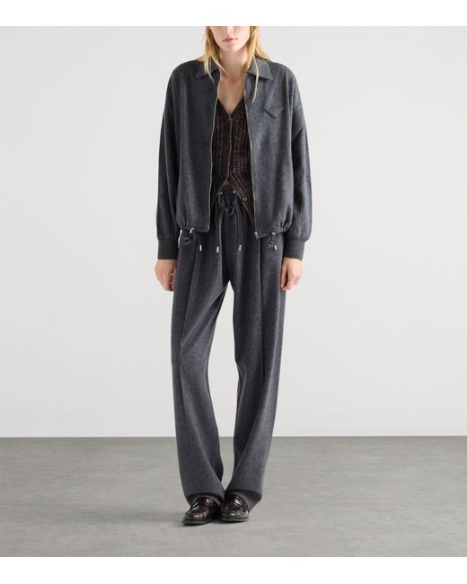 Prada Wool-Cashmere Triangle Bomber Jacket in Grey | Lyst UK