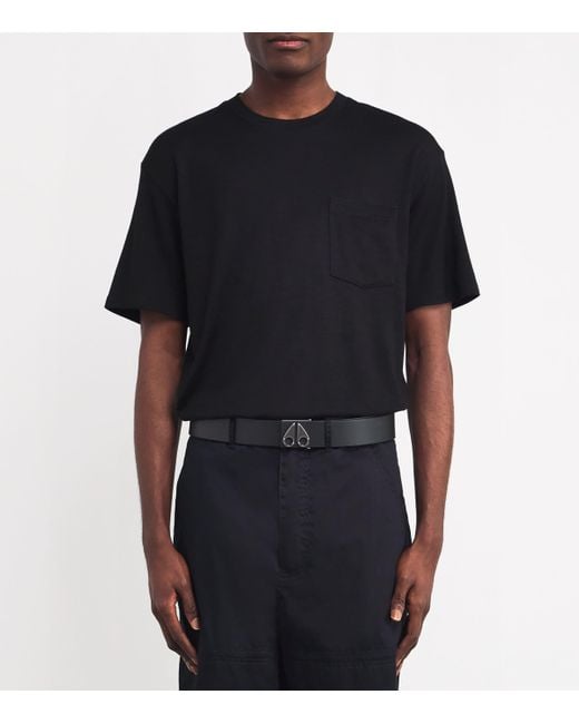 Moose Knuckles Leather Logo Belt in Black for Men | Lyst